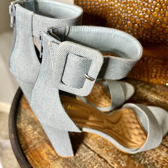 Allegra K Shoes Allegra K Womens Ankle Strap Block High Heel Sandals In Denim Blue Size 8